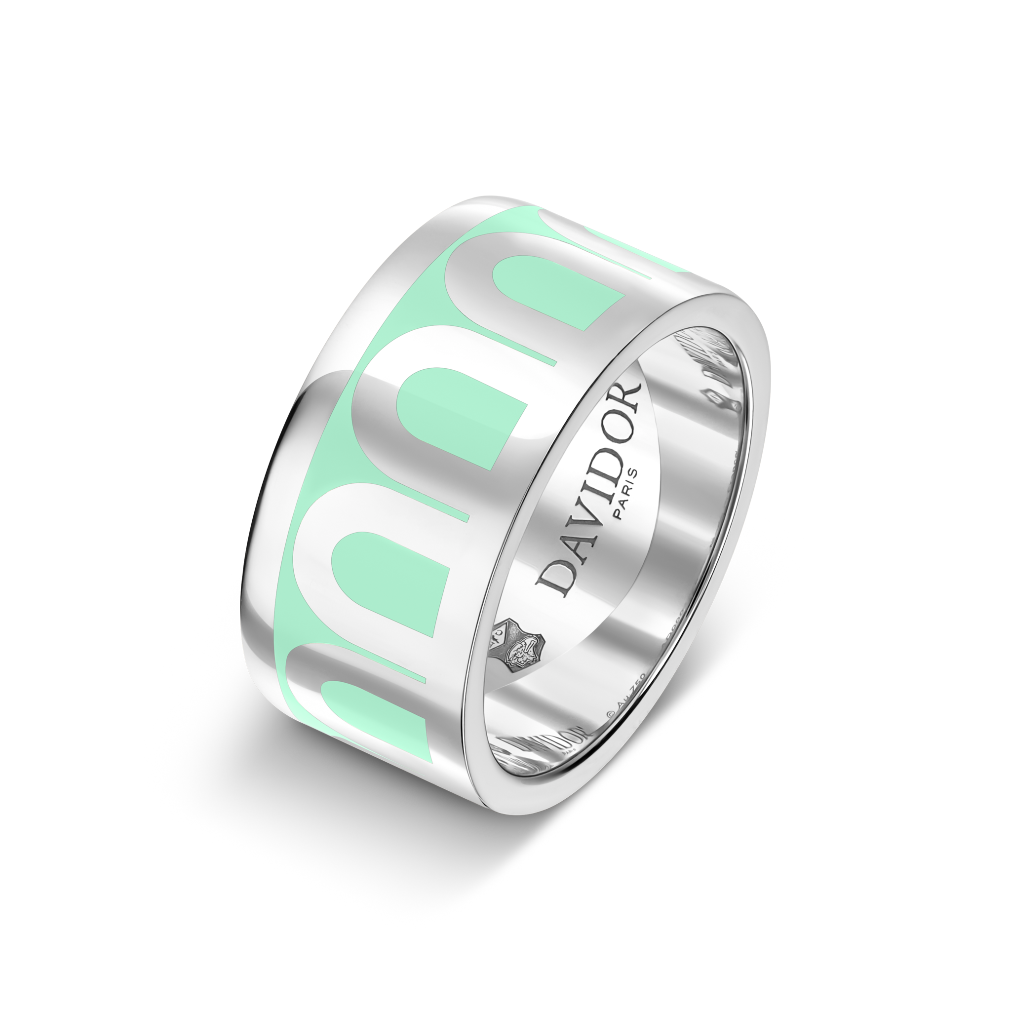 L'Arc de DAVIDOR Ring GM, 18k White Gold with Palm Beach Lacquered Cer
