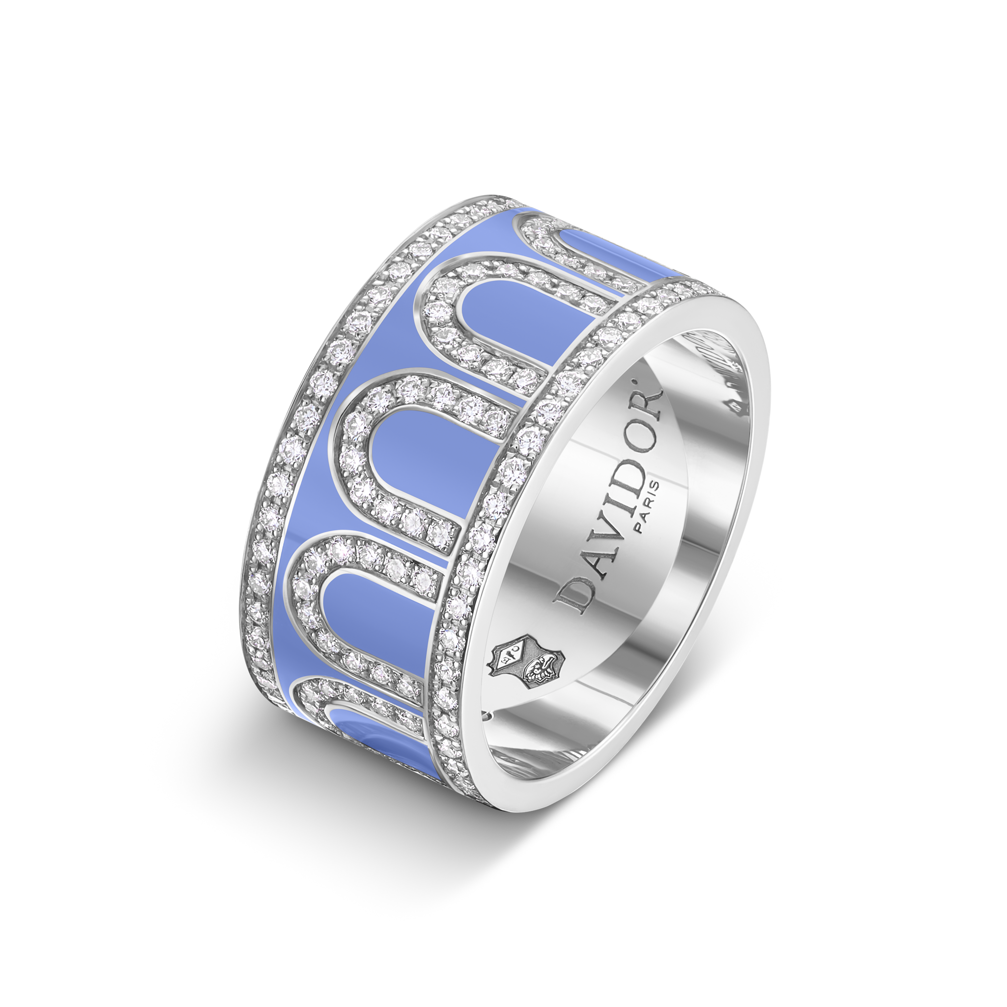 L'Arc de DAVIDOR Ring GM, 18k White Gold with Hortensia Lacquered Cera