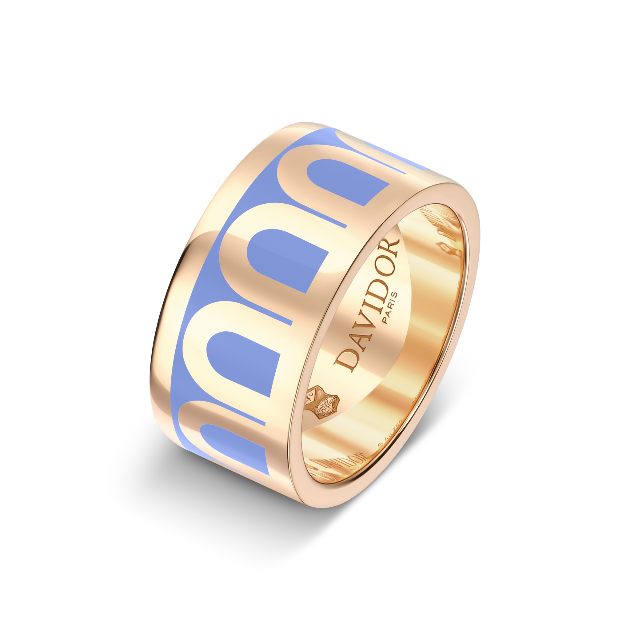 Sur-Mesure L'Arc de DAVIDOR Ring GM, 18k Rose Gold with Hortensia Lacq