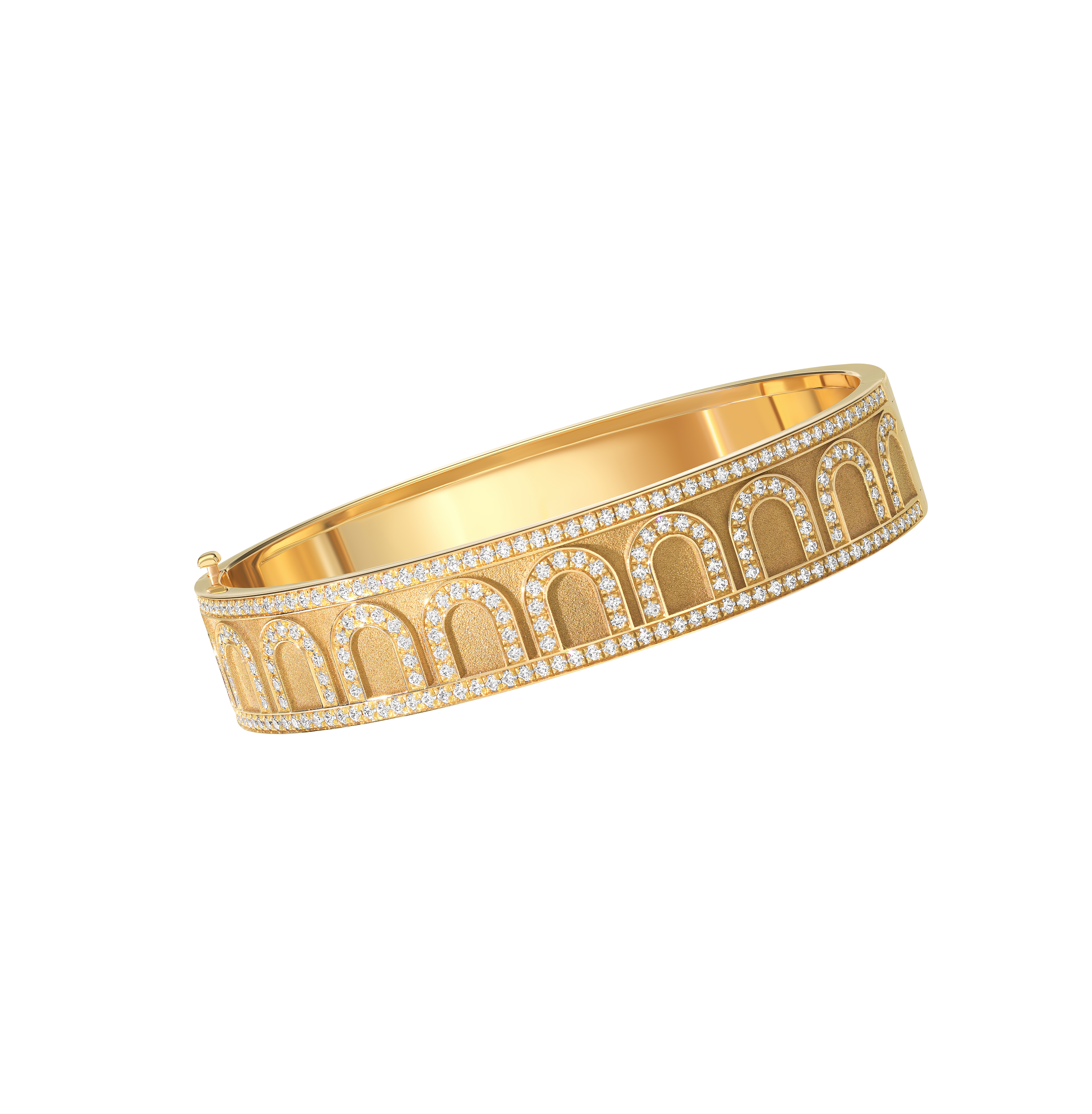 L'Arc de DAVIDOR Bangle GM, 18k Yellow Gold with Satin Finish and Pala
